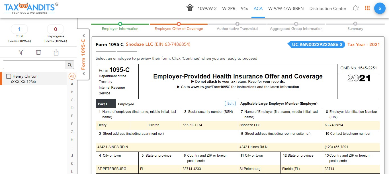 E-file ACA Form 1095-B/C Corrections | 1094 Corrections