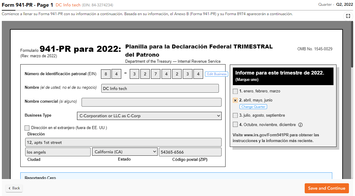 E-file 941-PR @ $4.95/return | 2022 Puerto Rico Form 941 Online