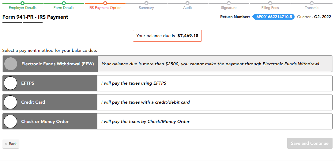 E-file 941-PR @ $4.95/return | 2022 Puerto Rico Form 941 Online