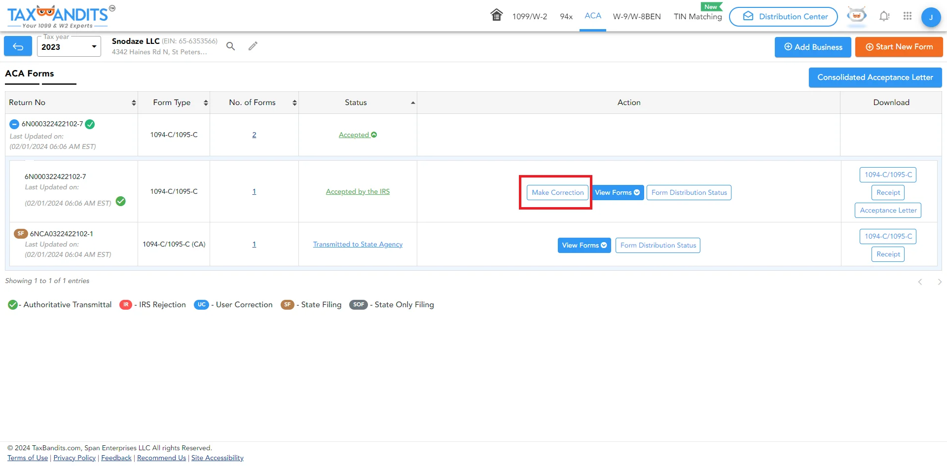 E-file ACA Corrections Form 1095-B/C & 1094 | ACA Corrections Online