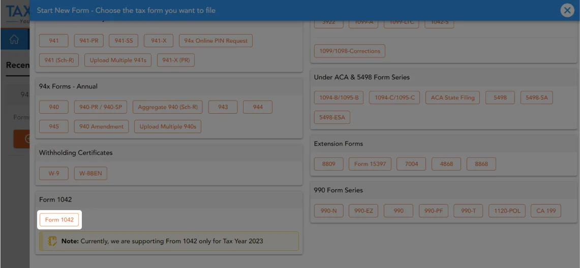 Form 1042 Electronic Filing | File 1042 Online for 2023