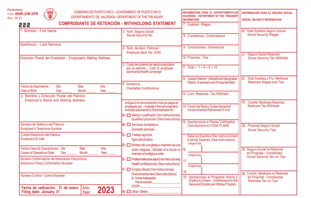 Presentación electrónica W-2PR | W2 Puerto Rico