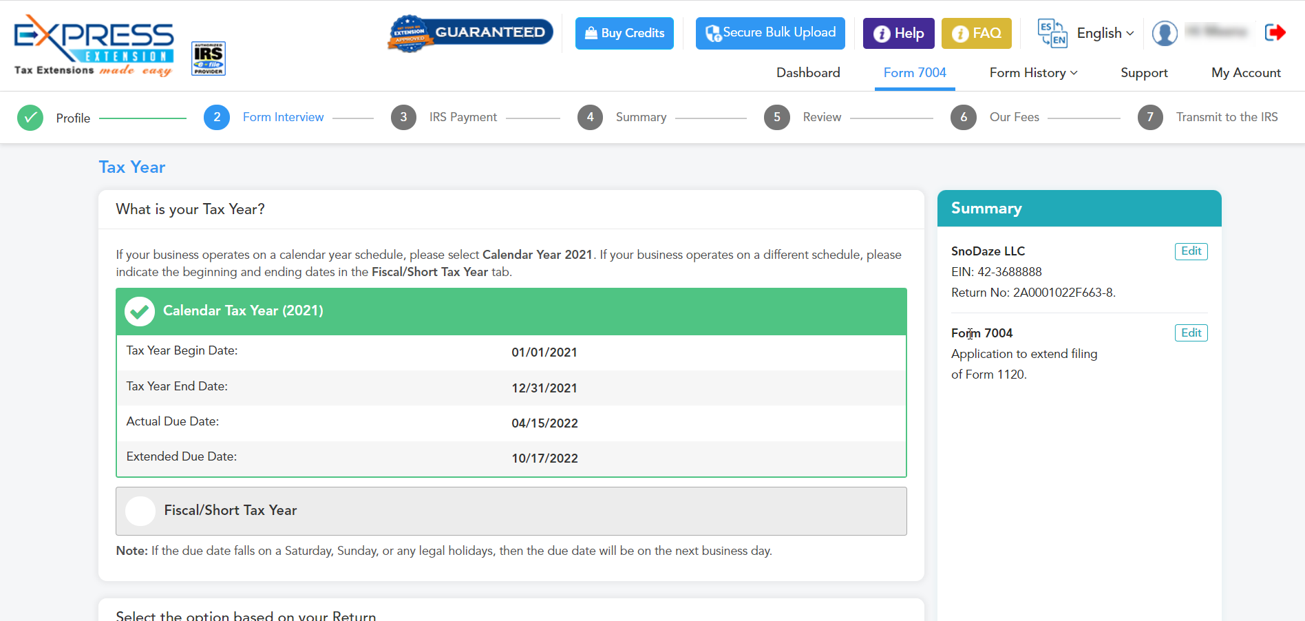 E-File IRS Form 7004 | Business Tax Extension Form 7004 Online