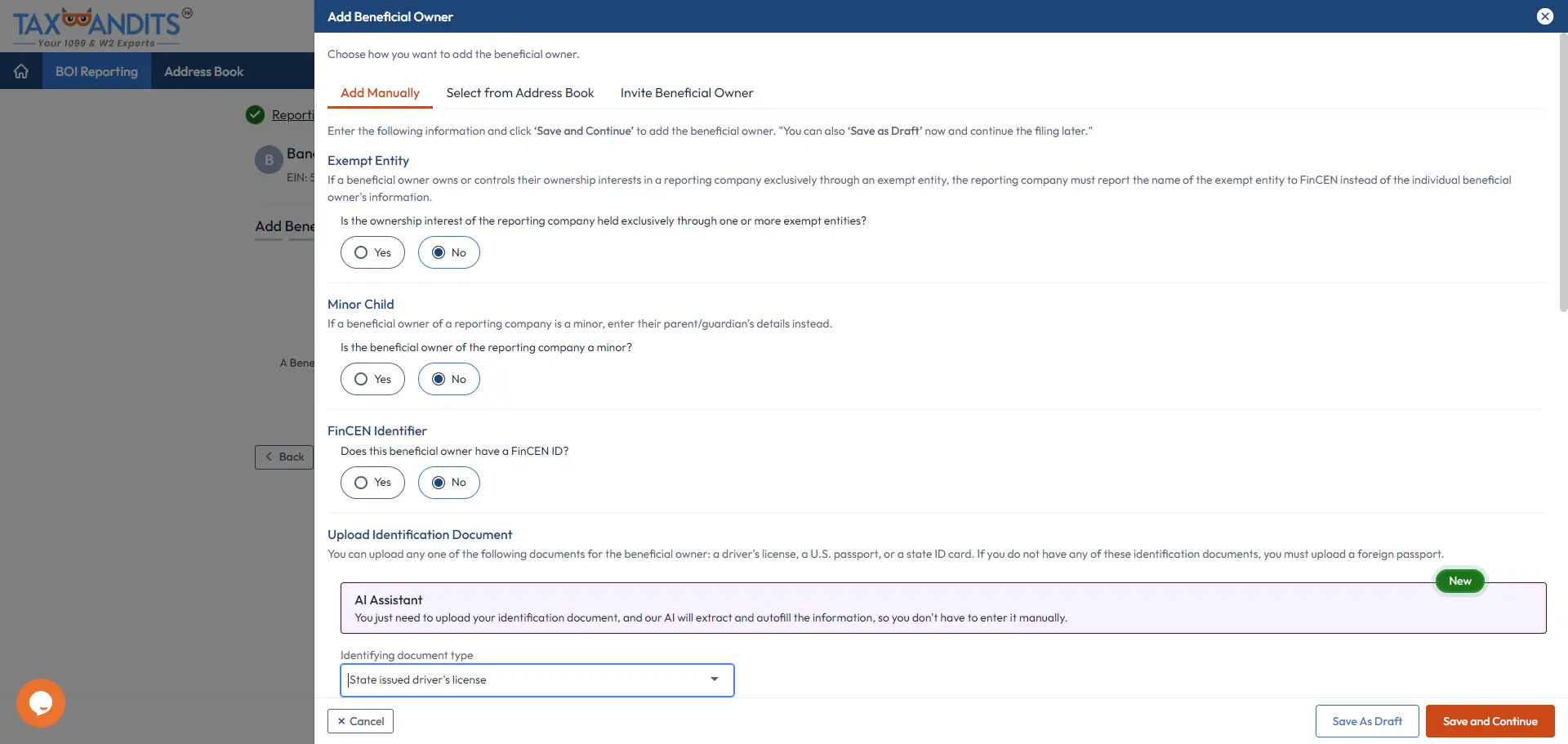 File Beneficial Ownership Information Report (BOIR) Online