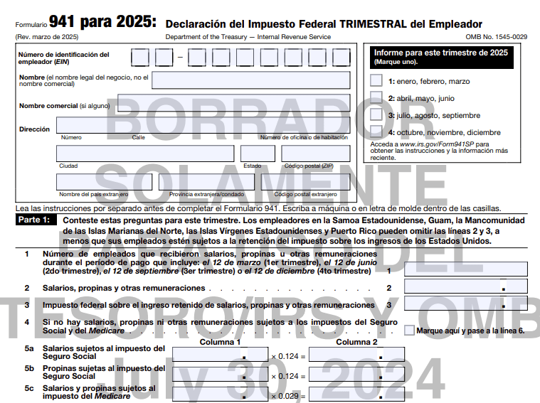 Presentación electrónica 941 SP - Declaración de impuestos federales ...