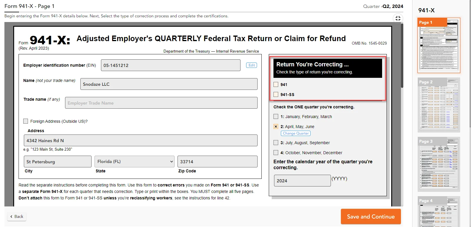 E-File Form 941-X | File 941-X Electronically for 2024