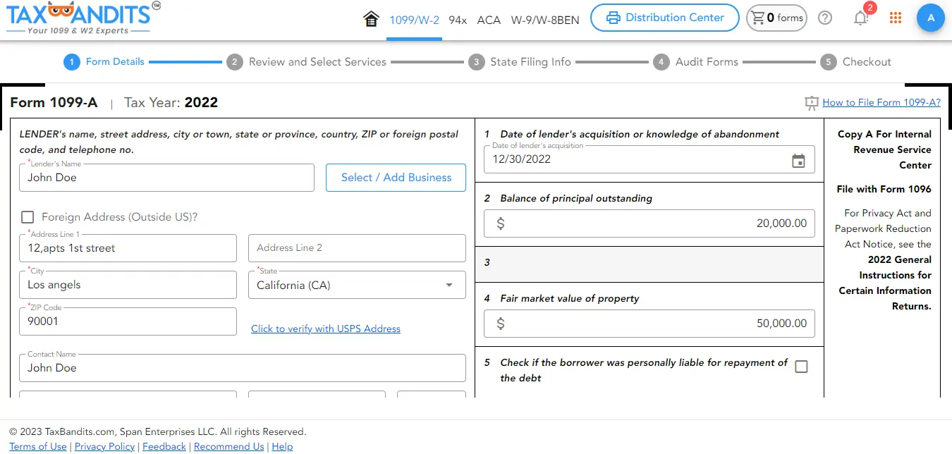 E-file Form 1099 A Online | How to File 1099-A for 2022