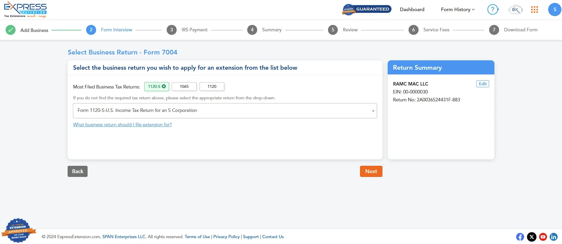 E-File Form 7004 Online | Business Tax Extension