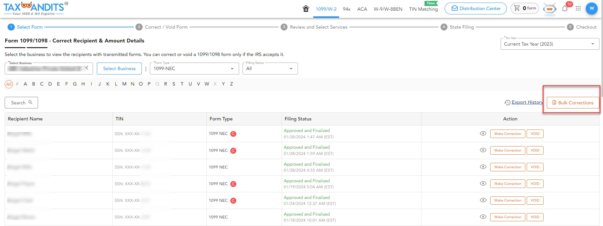 E-file 1099 Correction | How to correct 2024 Form 1099 Online