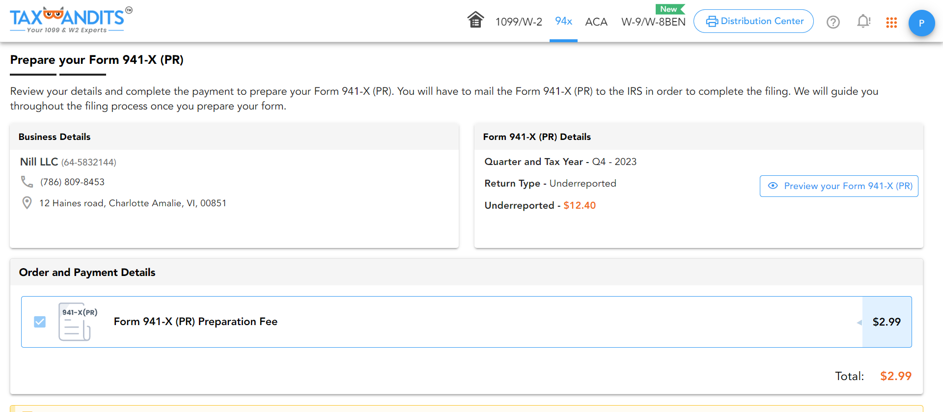 Complete y descargue 941-X PR para 2024 con TaxBandits