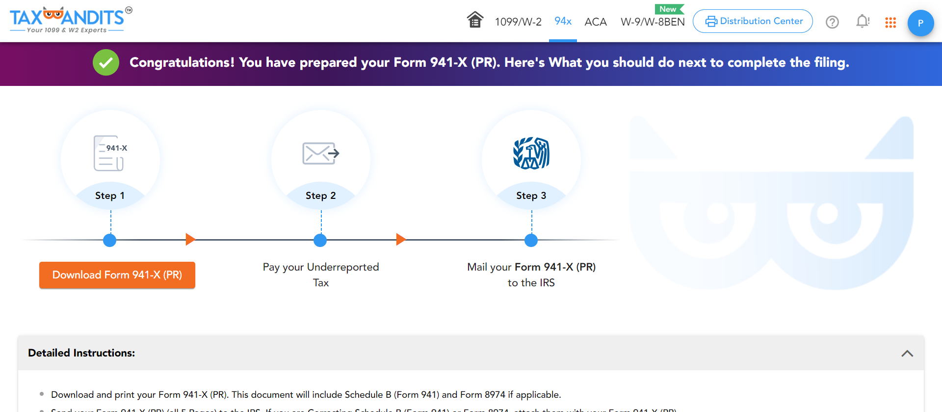 Complete y descargue 941-X PR para 2024 con TaxBandits