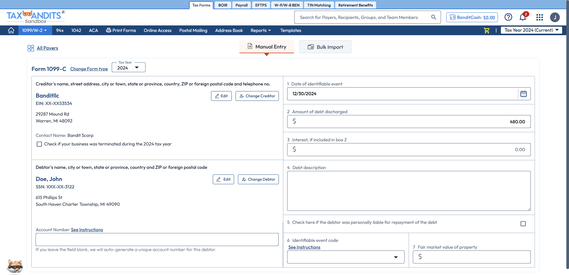 E-File Form 1099-C Online | How to File 1099 C for 2024