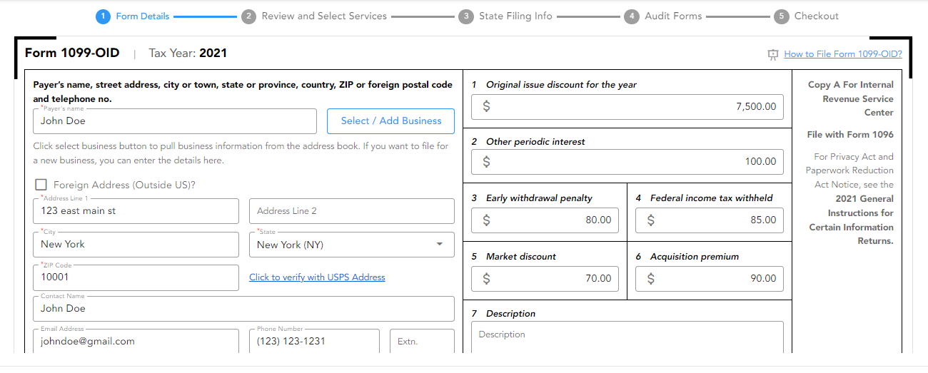 File Form 1099 OID Online | E-File IRS Form 1099-OID for 2022