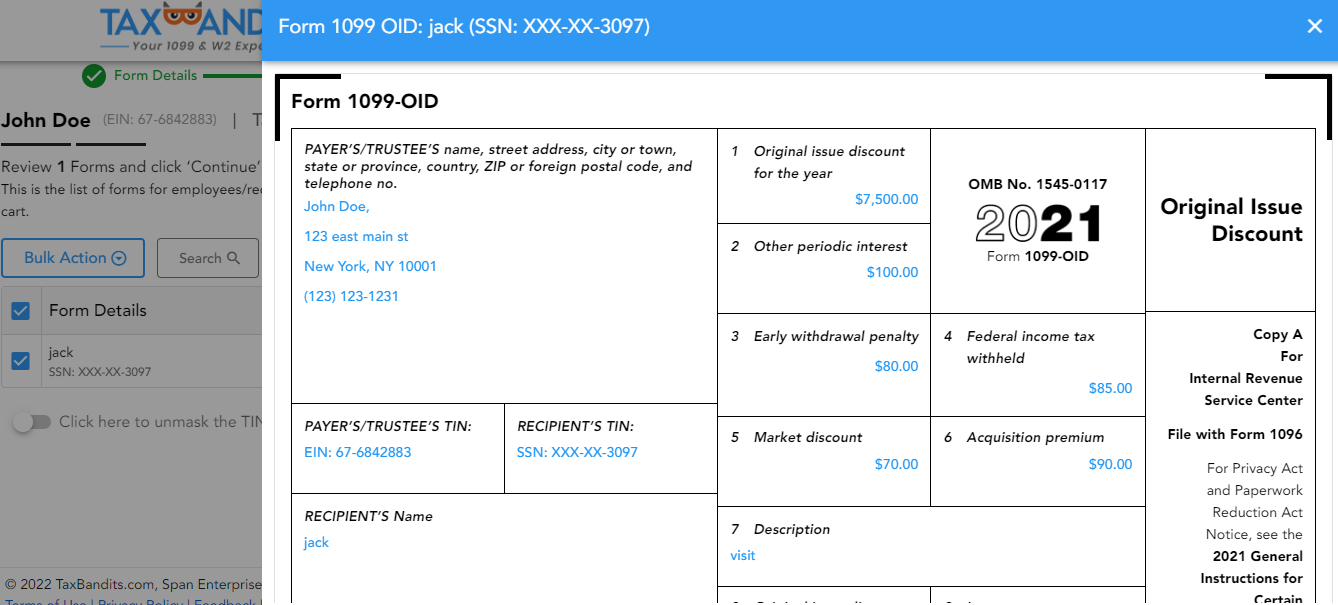 File Form 1099 OID Online | E-File IRS Form 1099-OID for 2022