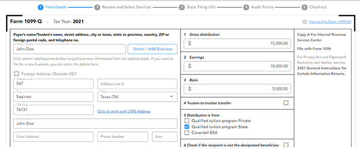 File Form 1099-Q for 2022 | E-file IRS Form 1099 Q